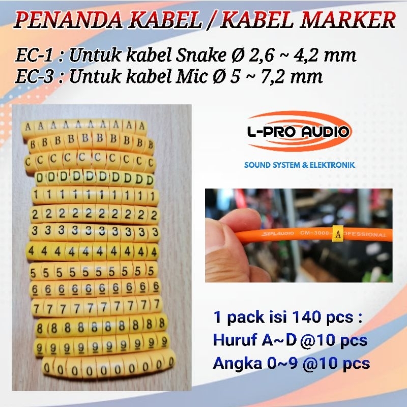 Jual Cable marker penanda kabel Mic dan kabel Snake kabel marker ...