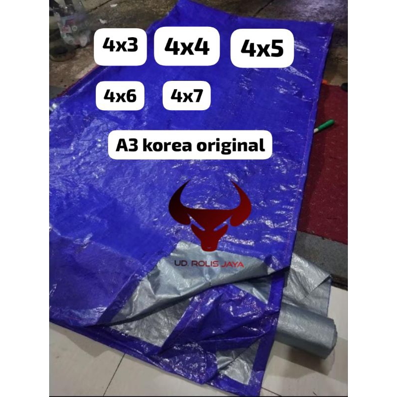 Jual Terpal jadian A3 biru Oren / biru silver Korea ( ukuran bebas/M2 ...