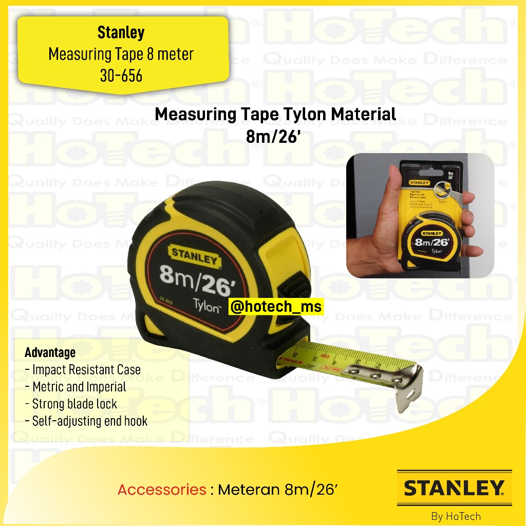 Jual Stanley Meteran 8m/26ft | Measuring Tape Tylon Material 8 meter ...