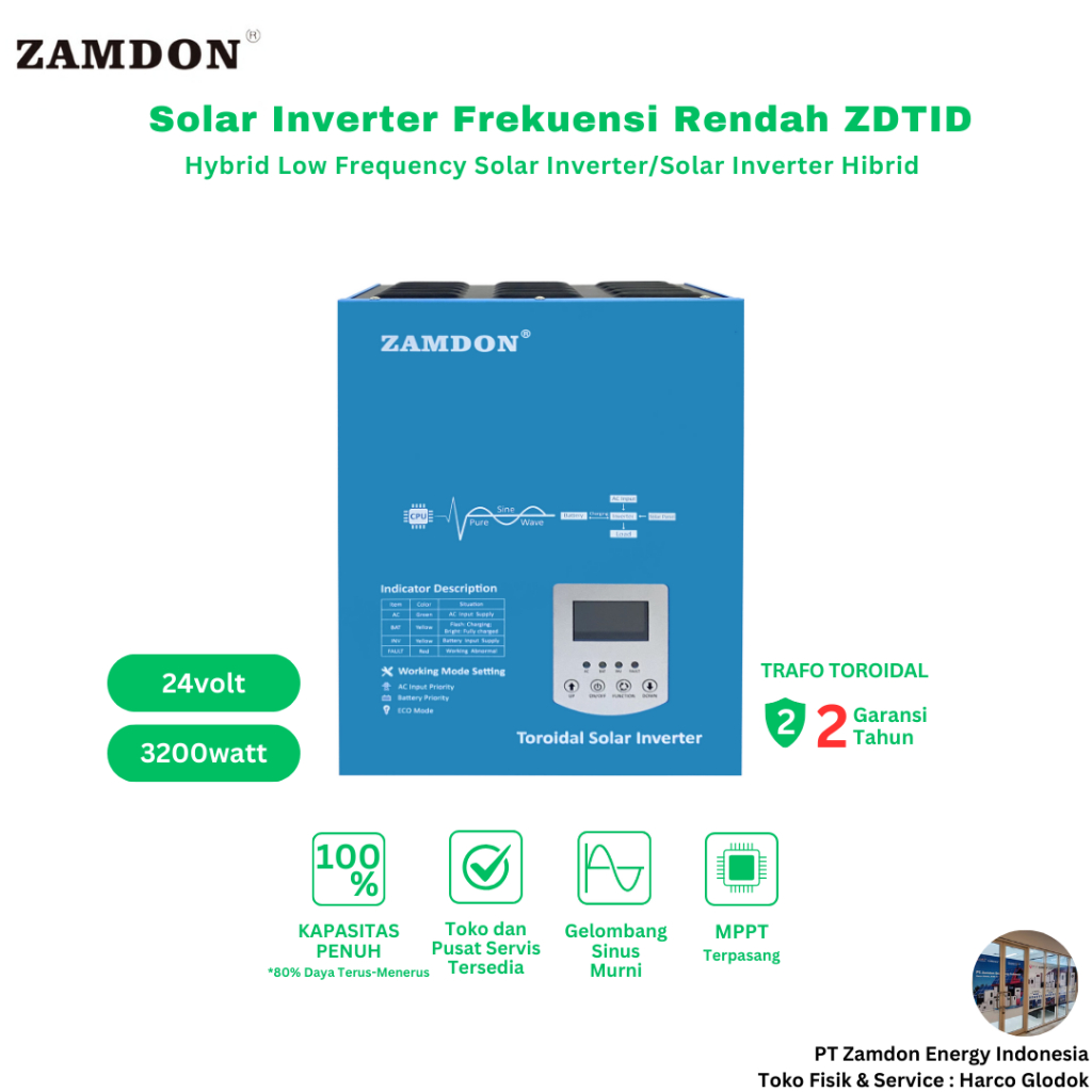 Jual ZAMDON Frekuensi Rendah 3.2KW/4KVA 24V Off grid Inverter Surya ...