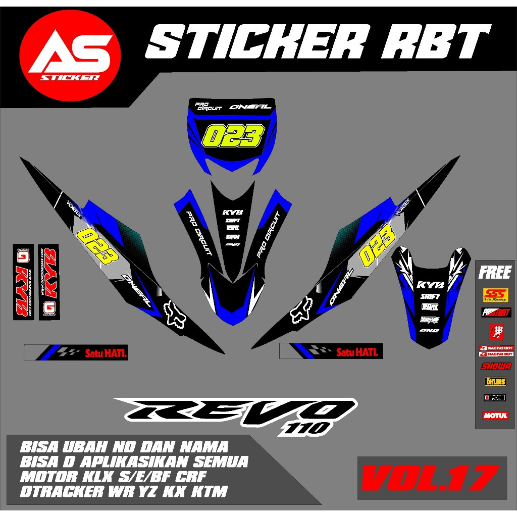 Jual Sticker RBT REVO 110 FULL BODY MOTOR RBT BEBEK MODIF SUPERMOTO YZ ...