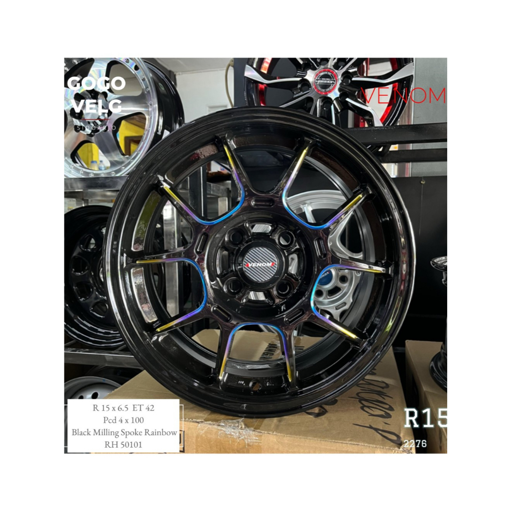 Jual Velg Mobil R15 Venom VN1 PCD 4X100 lebar 6,5 ET 42 Ring 15 Brio Agya Ayla Calya Black ...