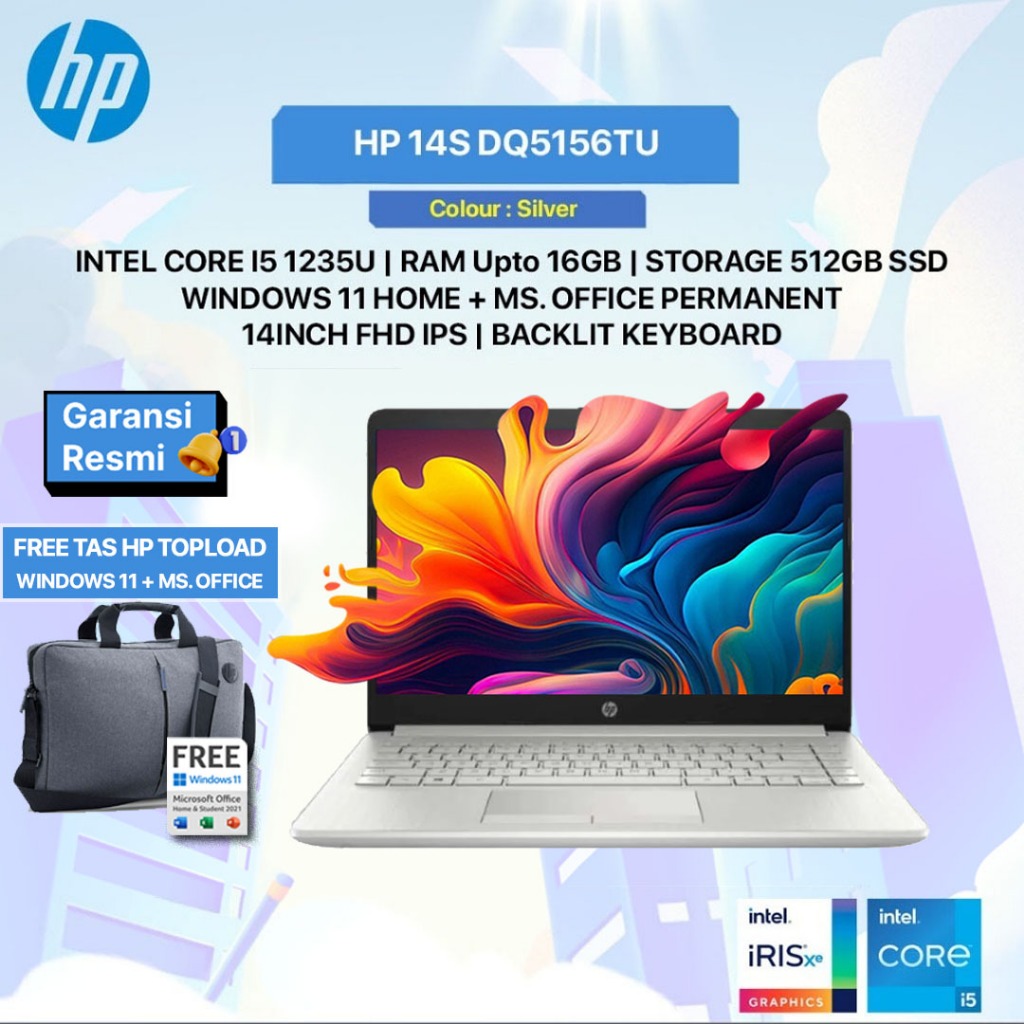 Jual HP 14 INTEL CORE I5 1235 RAM 8GB SSD 256GB W11+OHS 14.0FHD IPS 2Y ...