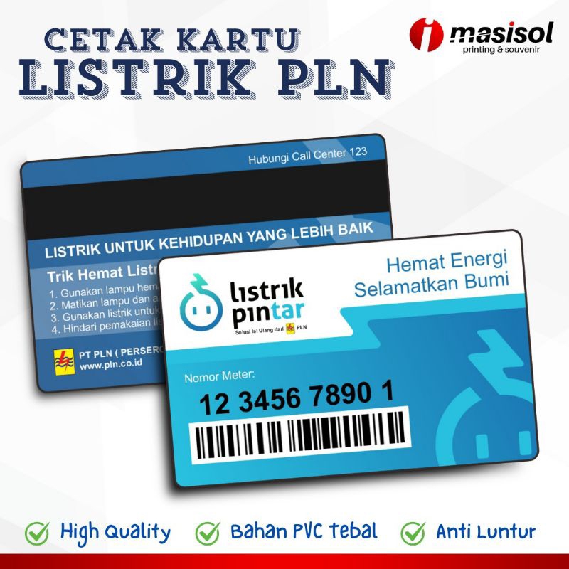 Jual CETAK KARTU LISTRIK PINTAR PLN DENGAN BAHAN PVC TEBAL ANTI LUNTUR ...
