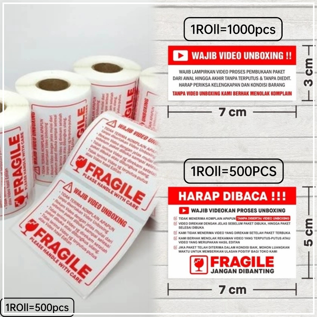 Jual Stiker Label Wajib Video Unboxing Pengiriman Paket ukuran 7 x 3 cm ...