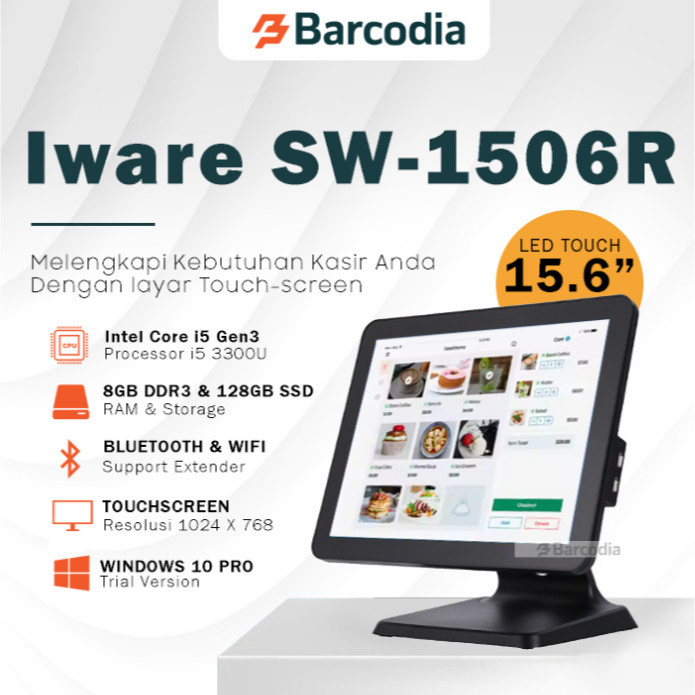 Jual BARCODIA Iware WD-1506R Mesin Kasir All In One Touchscreen Pos Sistem Cire I5 | Shopee ...