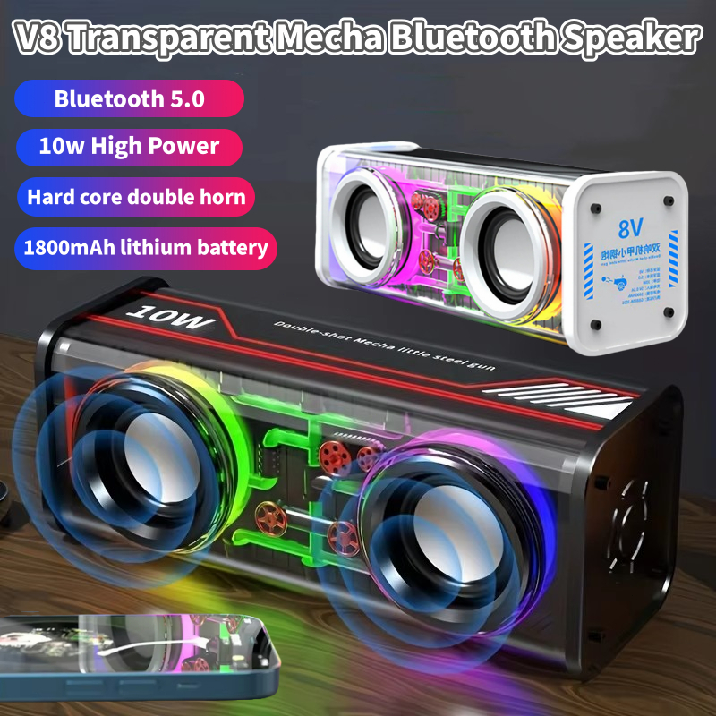 Jual UNIG Speaker Bluetooth Dual Horn Wireless Transparan TWS Mecha 10W ...