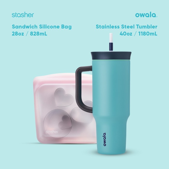 Jual Owala x Stasher Sip & Stash Bundle - Mermaid Kiss | Shopee Indonesia