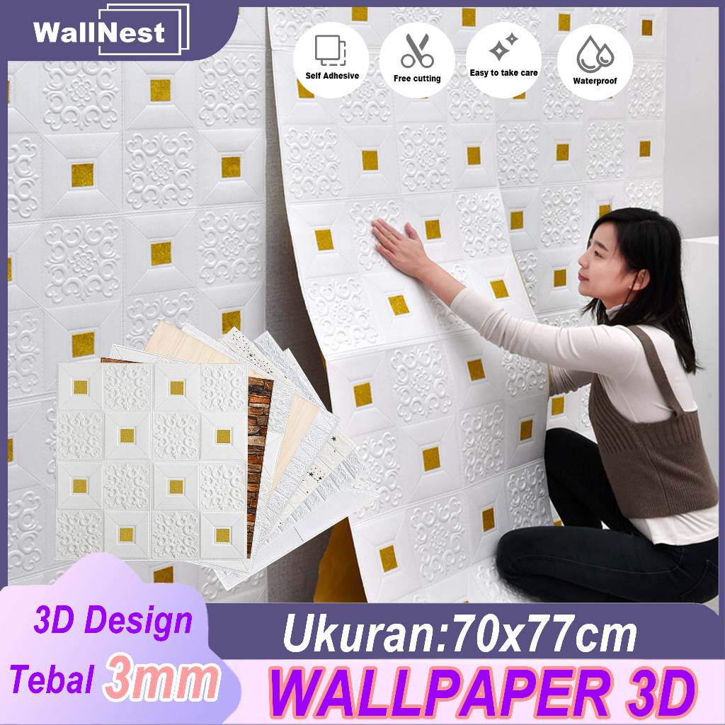 Jual [WallNest]Wallpaper dinding 3D uk 70x77cm/70x70cm Wallpaper ...