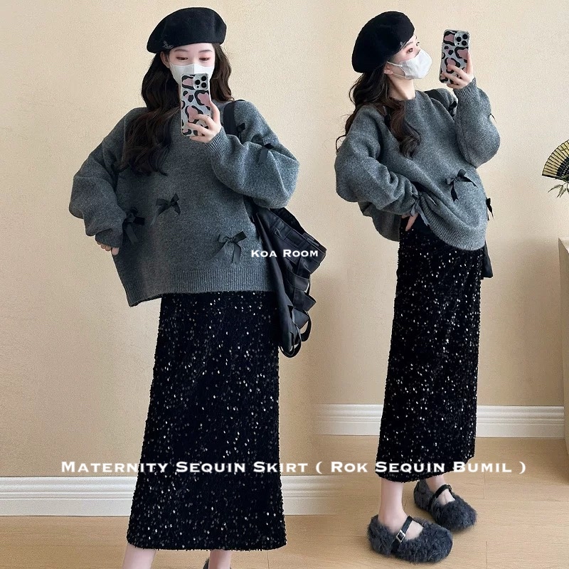 Jual Rok Sequin Midi Bumil ( Maternity Midi Length Sequin Skirt ...