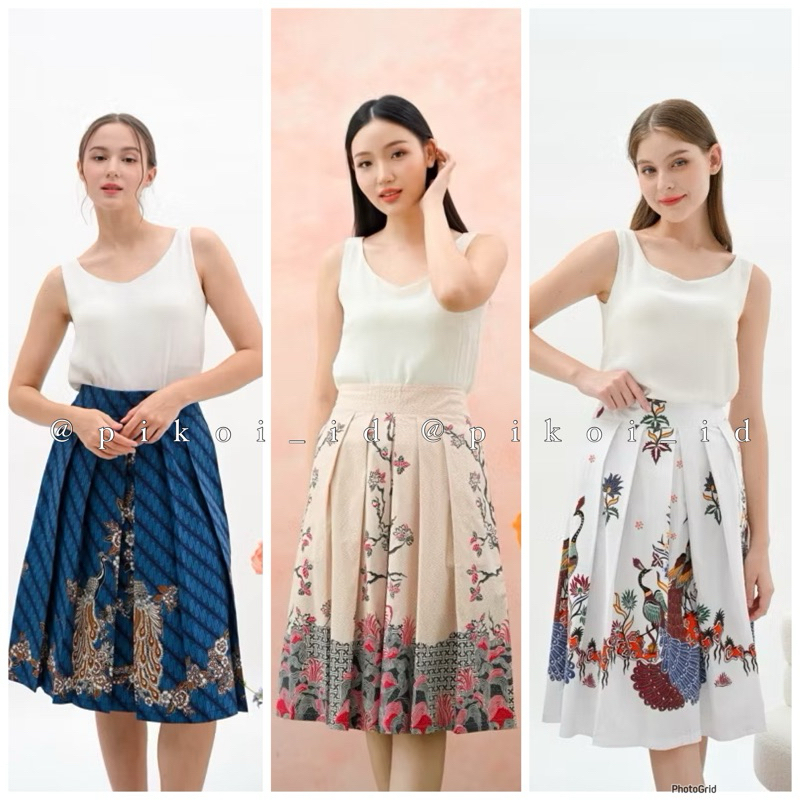 Jual Rok Midi batik wanita modern / Midi rok batik pastel / Rok cantik ...