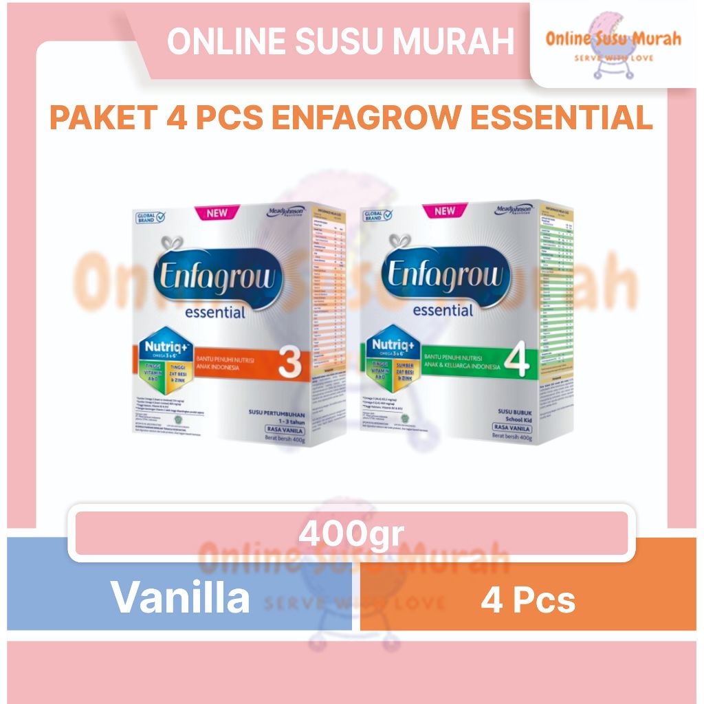 Jual ENFAGROW ESSENTIAL PAKET 4 KOTAK TAHAP 3 DAN 4 400GR ENFA GROW 400 ...