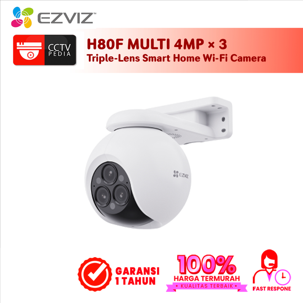 Jual EZVIZ H80f Multi 4MP 2K⁺ × 3 Outdoor Triple-Lens Smart Home Wi-Fi ...