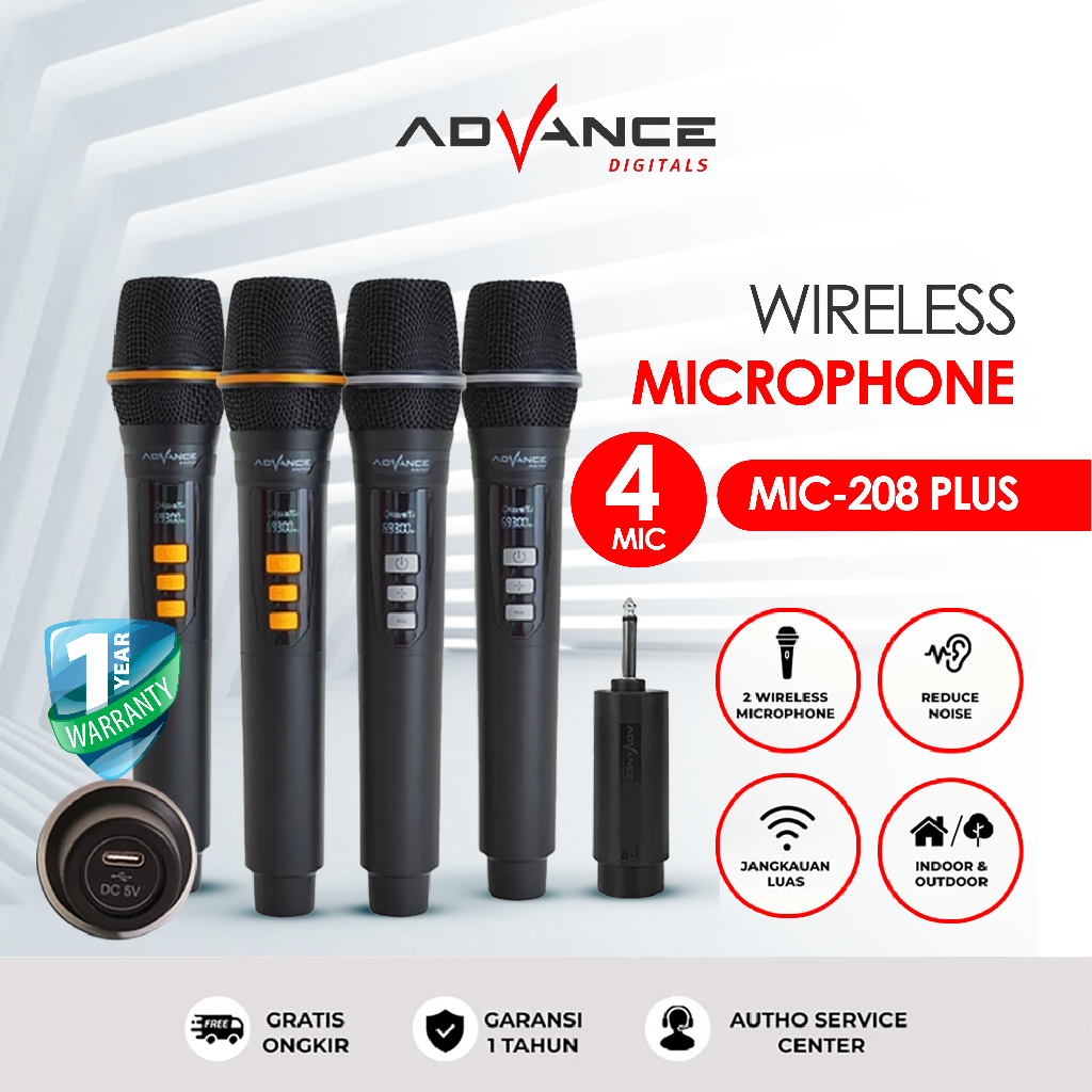 Jual Advance Microphone Wireless Mic-208 Plus 4 MIC | Shopee Indonesia