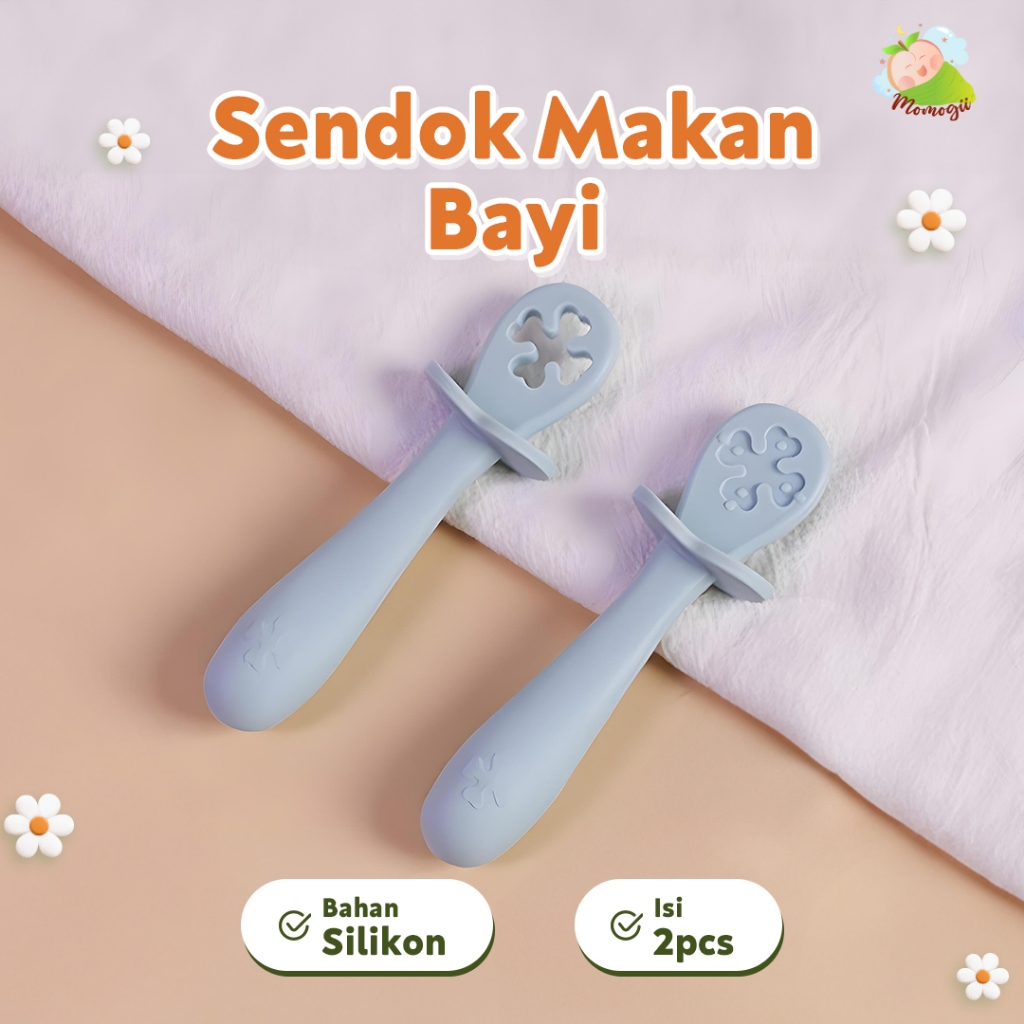 Jual MOMOGII Sendok Makan Bayi Mpasi Silicone Baby Pre Spoon with Case ...