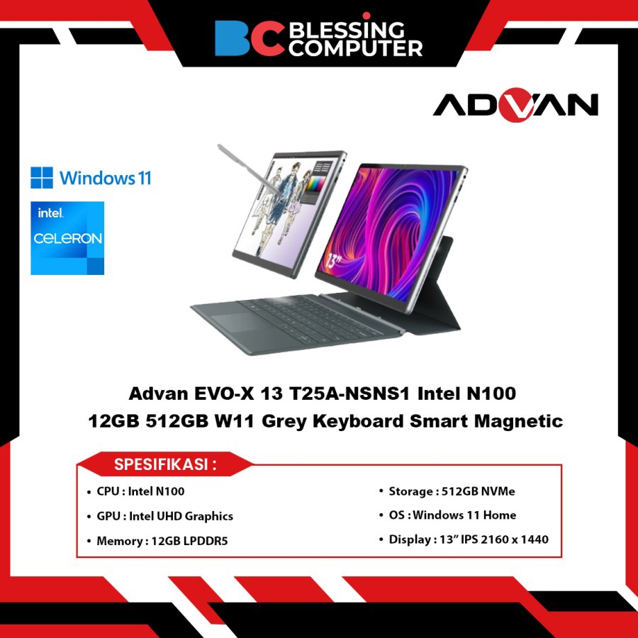 Jual Advan EVO-X 13 T25A-NSNS1 Intel N100 12GB 512GB W11 Grey Keyboard ...