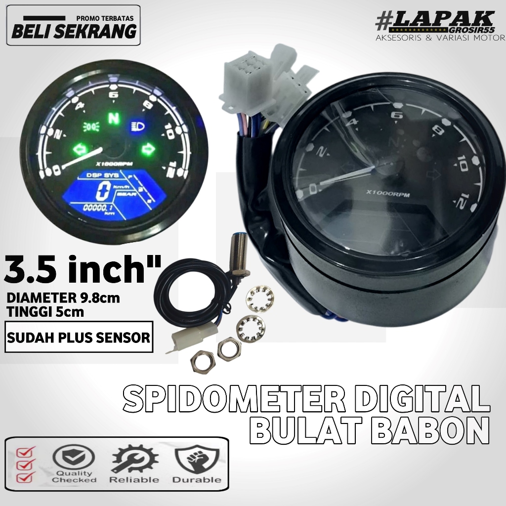 Jual Speedometer spedometer babon digital LED Spidometer digital bulat ...