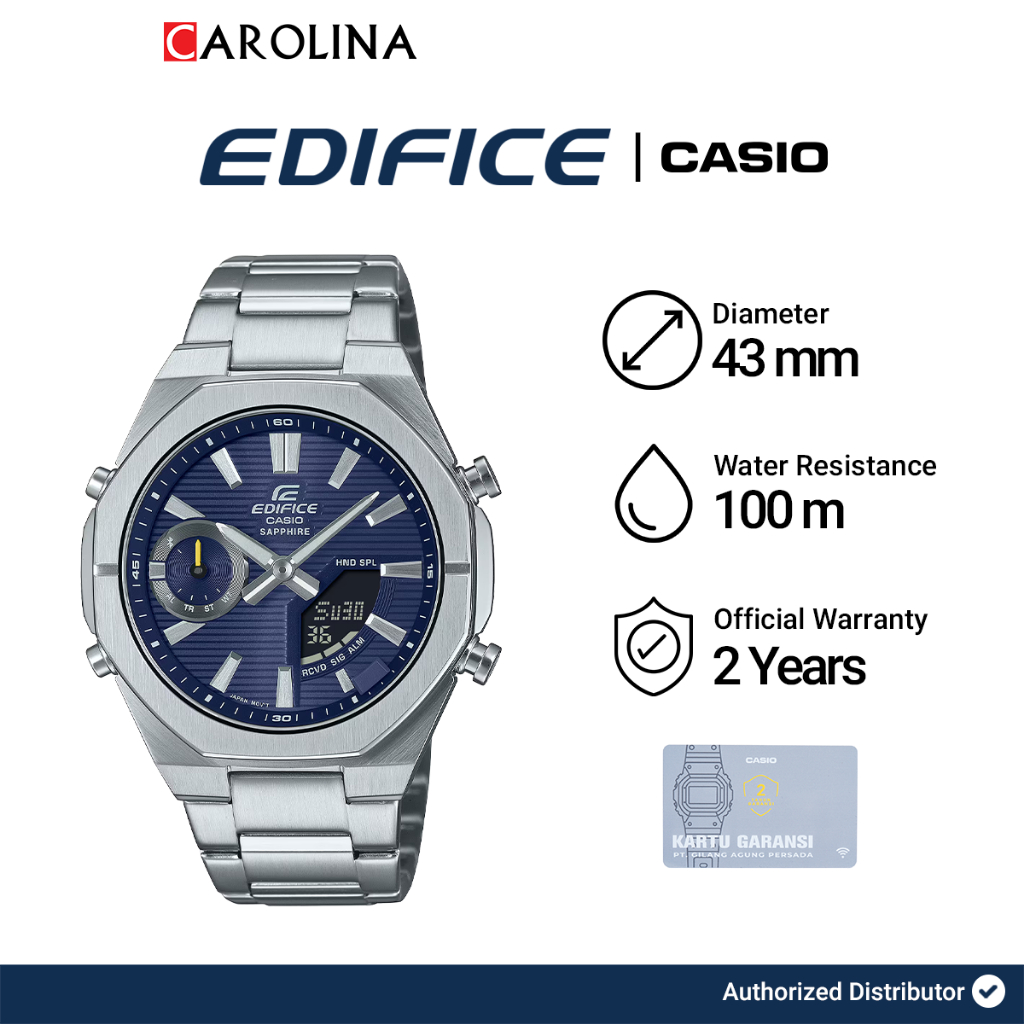 Jual Jam Tangan Pria Casio Edifice ECB-S10D-2A Smartphone Link Model Blue Dial Stainless Steel ...