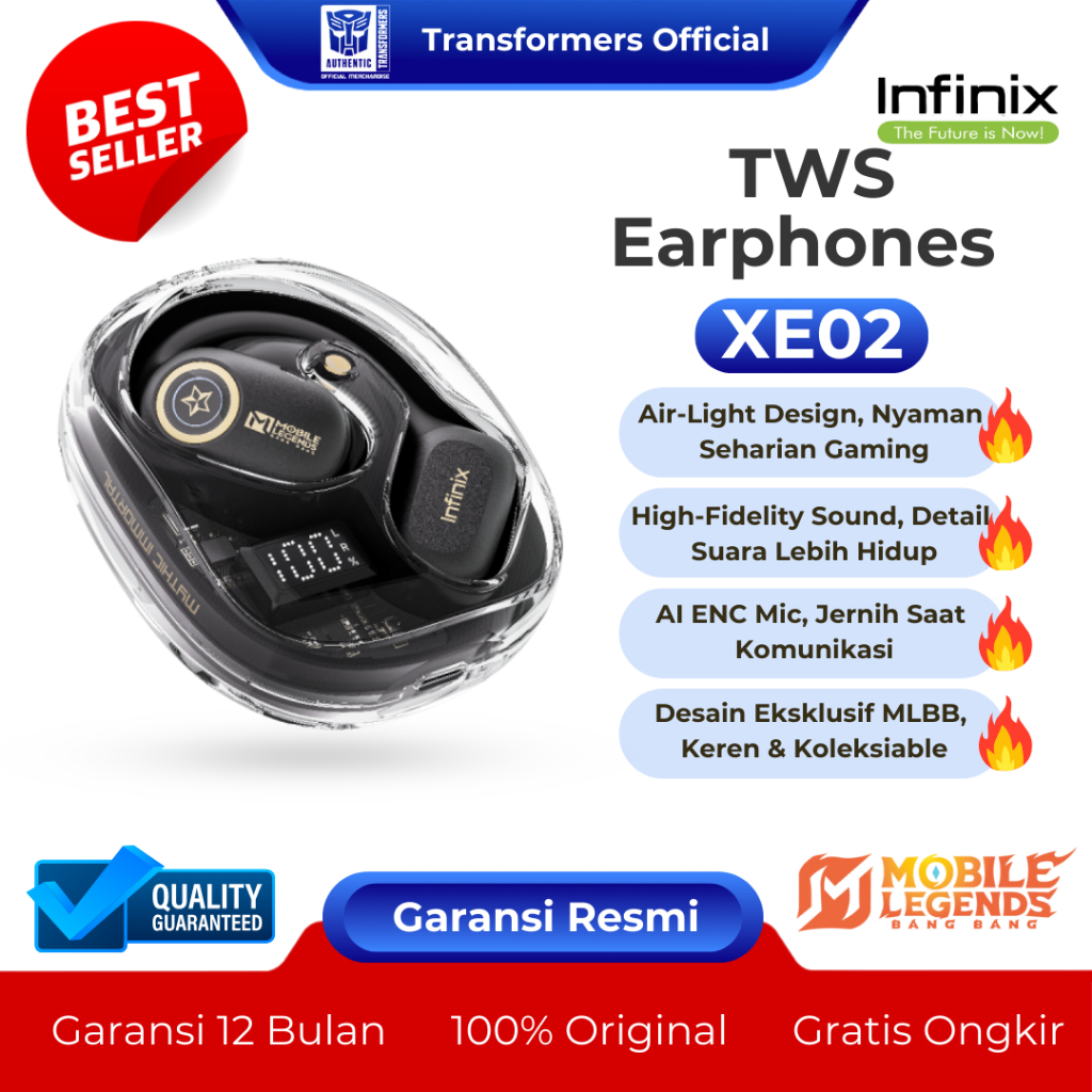 Jual Transformers x Infinix Zloop 3 XE02 – TWS Earbuds dengan LED ...