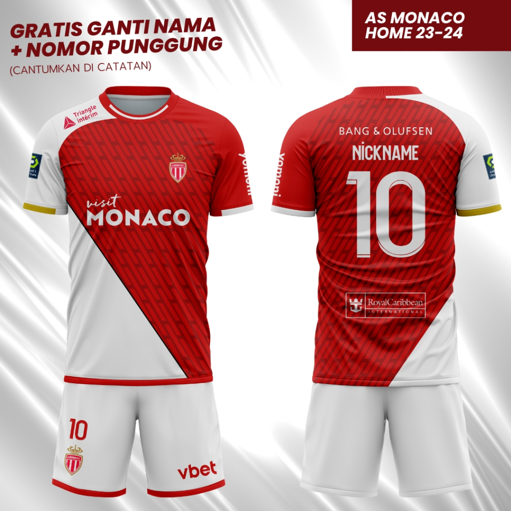 Jual Jersey Baju Bola As Monaco Homme Full Printing Gratis Ganti Nama ...