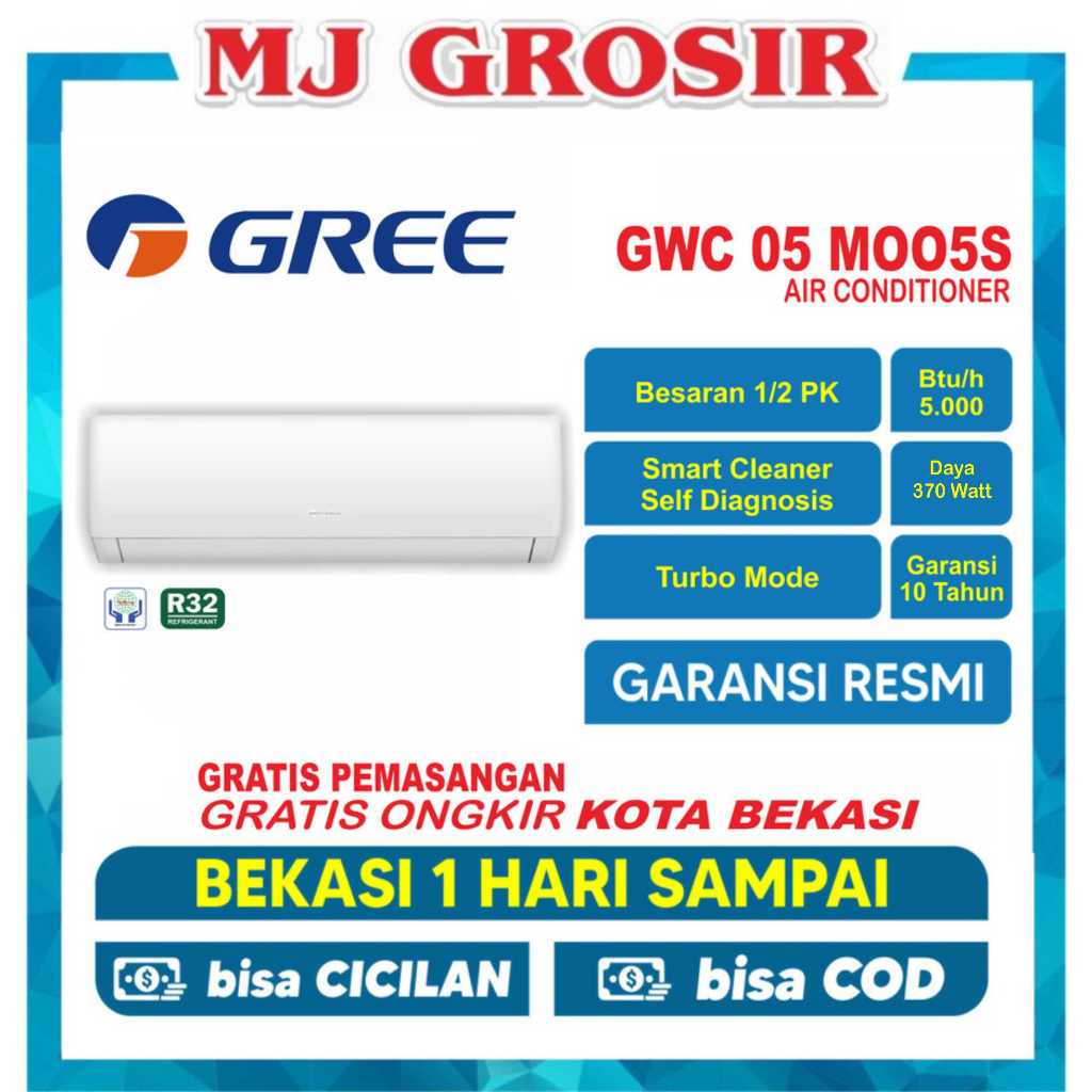 Jual AC GREE GWC 05 MOO5 / 05 N1 1/2PK + PASANG R32 STANDARD MAX ...