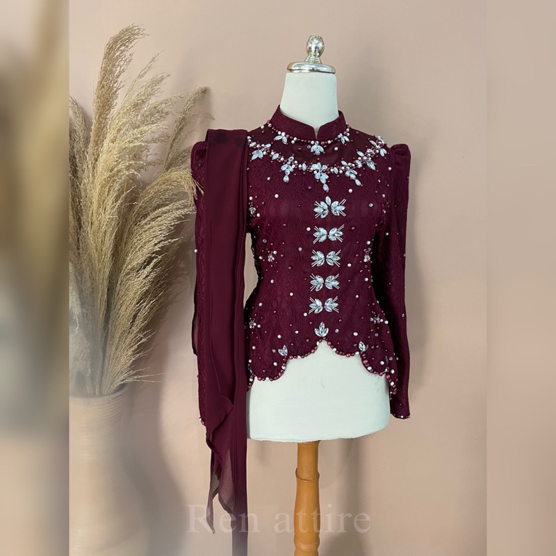 Jual KEBAYA PURING CHANTILY /centili full payet FREE selendang lepas ...