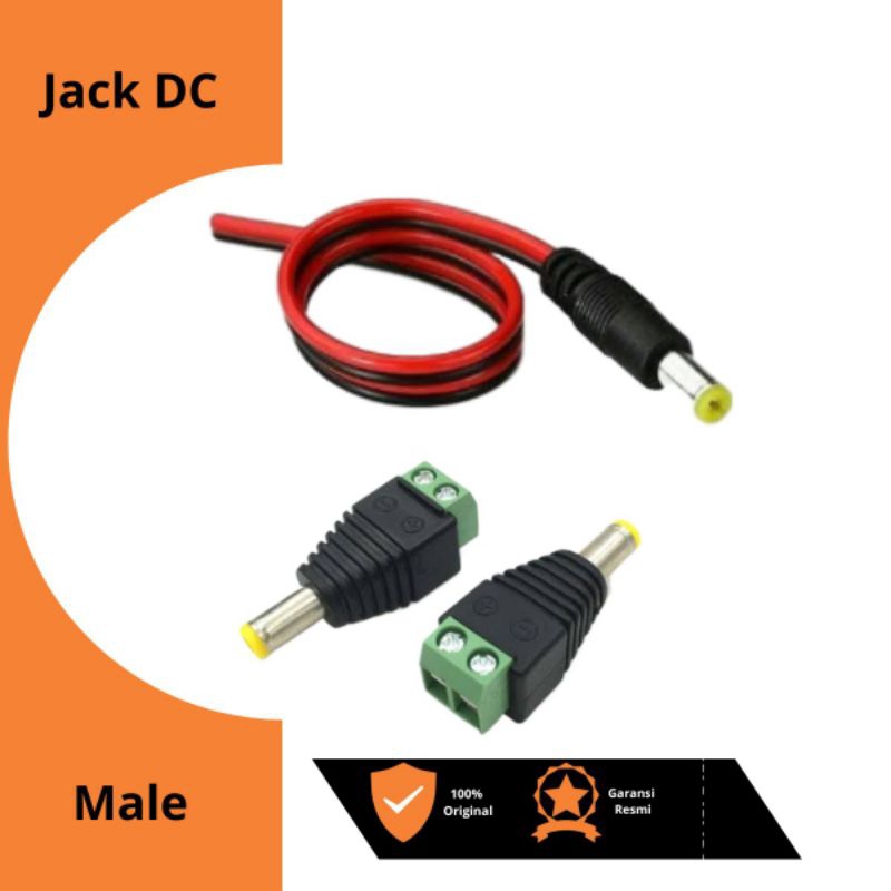 Jual Jack Konektor DC Power Male CCTV Jack Power CCTV Male Conector Adapter Power Male Konektor ...