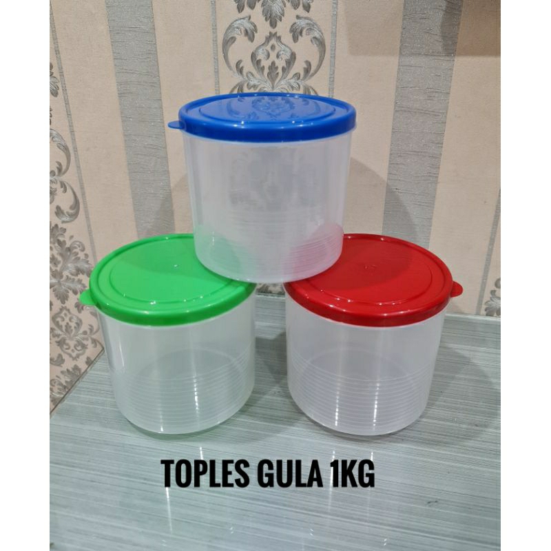 Jual TOPLES BULAT 1KG / TOPLES WADAH TEMPAT BUBUK TEH KOPI GULA BUMBU ...