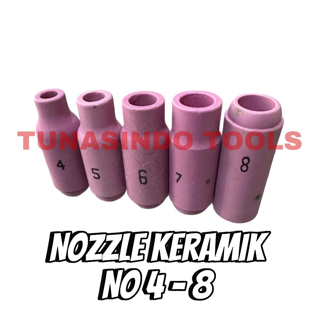 Jual Nozzle Keramik las argon tig RHINO no 4 5 6 7 8 nosel keramik wp ...