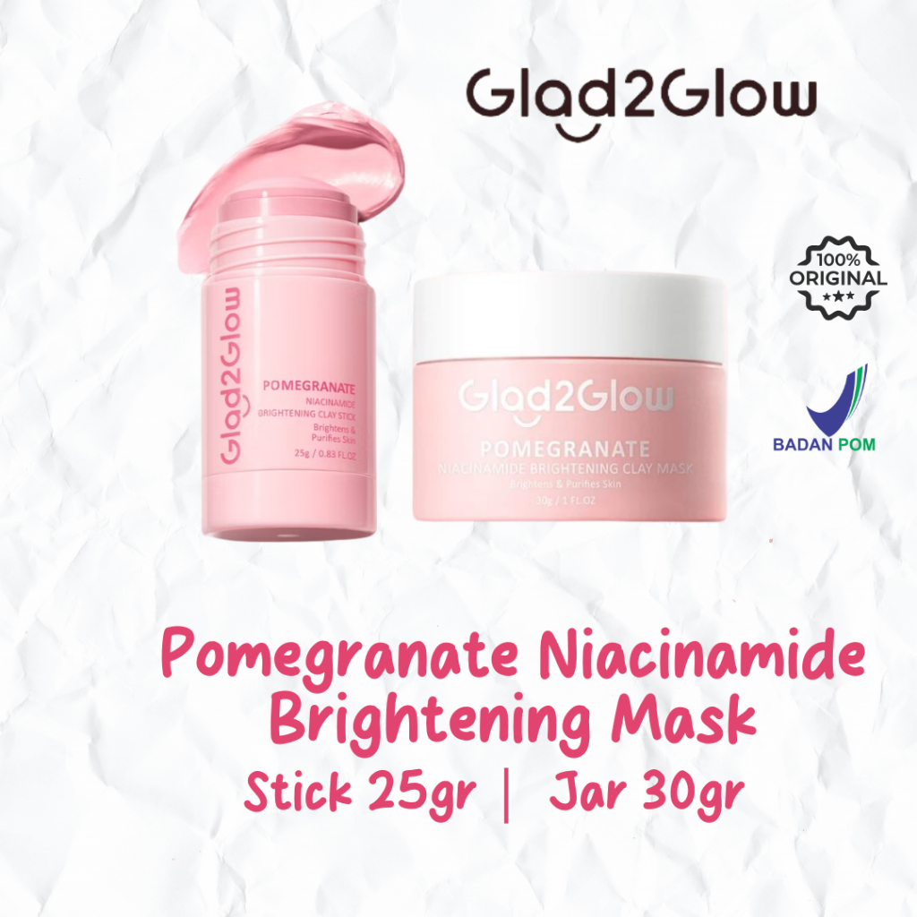 Jual Glad2Glow Pomegranate Niacinamide Brightening Mask Stick 25gr | Jar 30gr | masker wajah ...