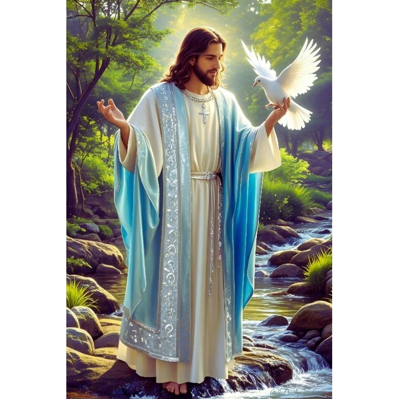Jual Lukisan Cetak Hiasan Dinding Yesus Dan Merpati Putih dekorasi ...