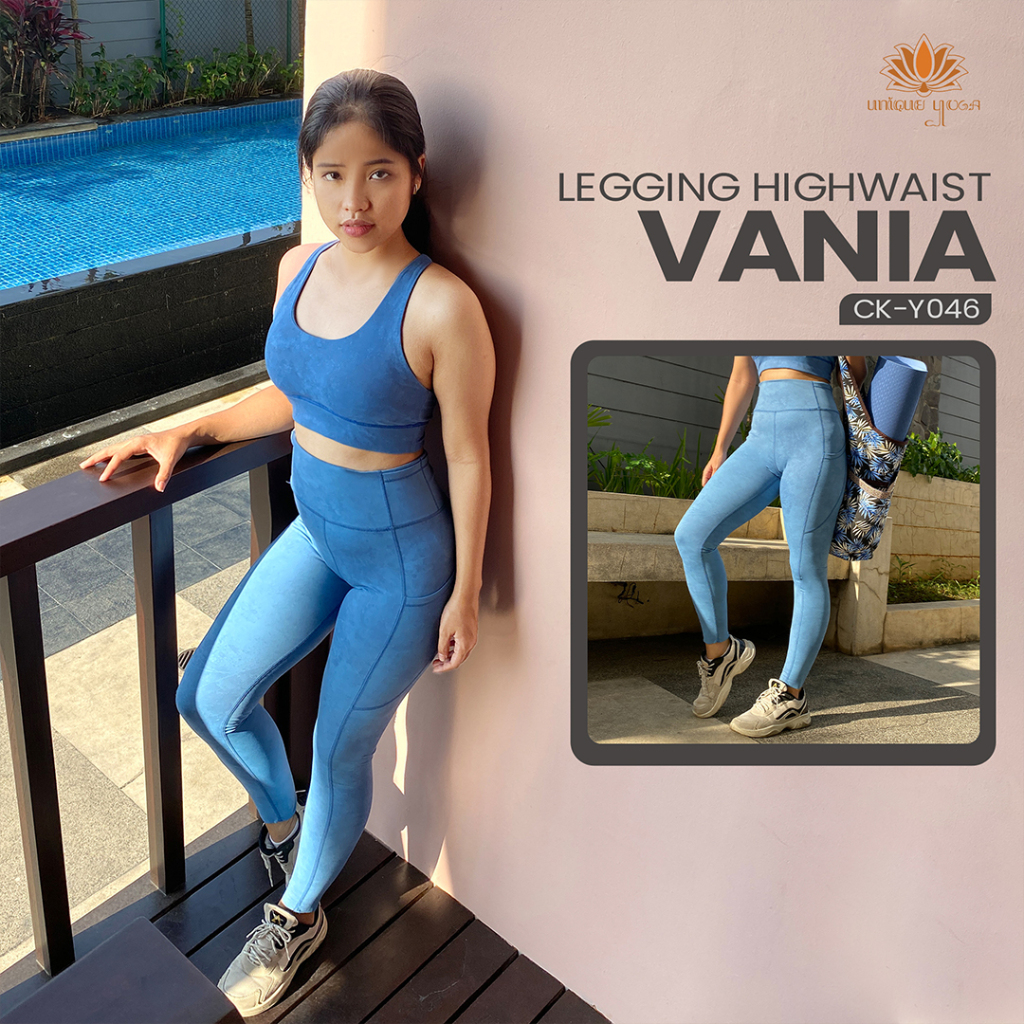 Jual Legging Highwaist Senam Yoga Gym Indigo Blue / Vania Yoga Pant CK ...