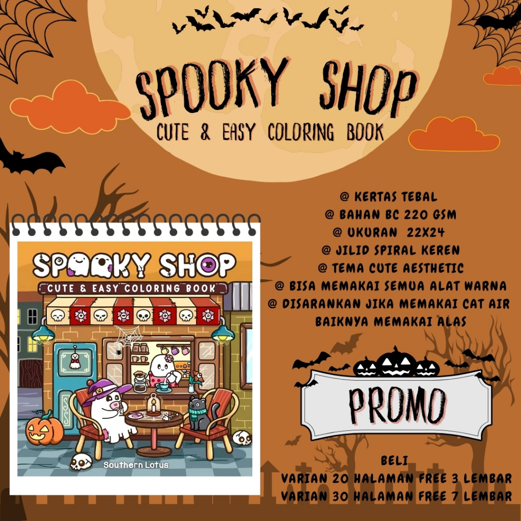 Jual Spooky Shop Cute And Easy Coloring Book Buku Mewarnai Tema ...