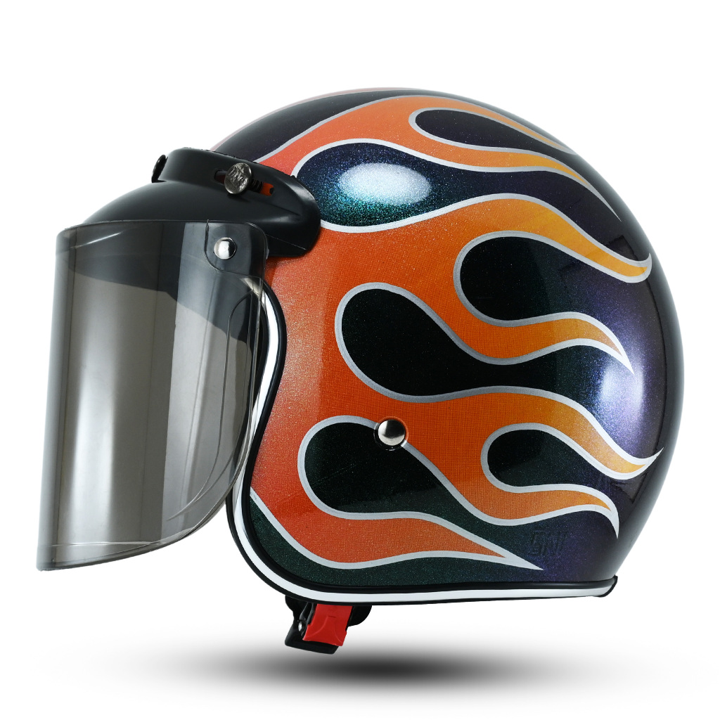 Jual Helm Jitsu Bogo Retro Motif Api Premium SNI Terbaru | Shopee Indonesia