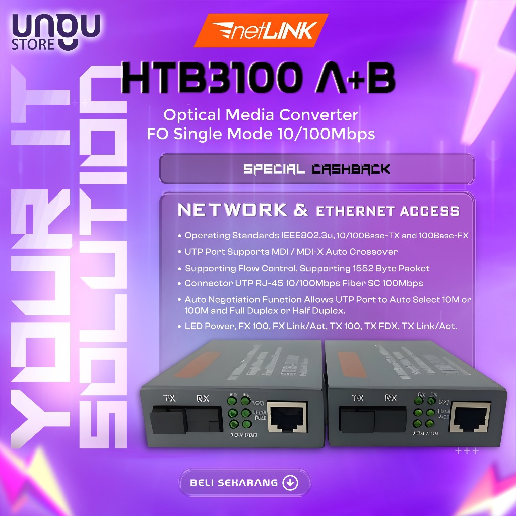 Jual Media Converter Netlink HTB3100 A+B Optical Media Converter Fiber ...