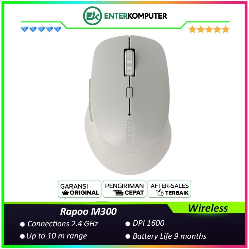 Jual Rapoo M300 Multi-mode Wireless Silent Optical Mouse - Light Grey ...