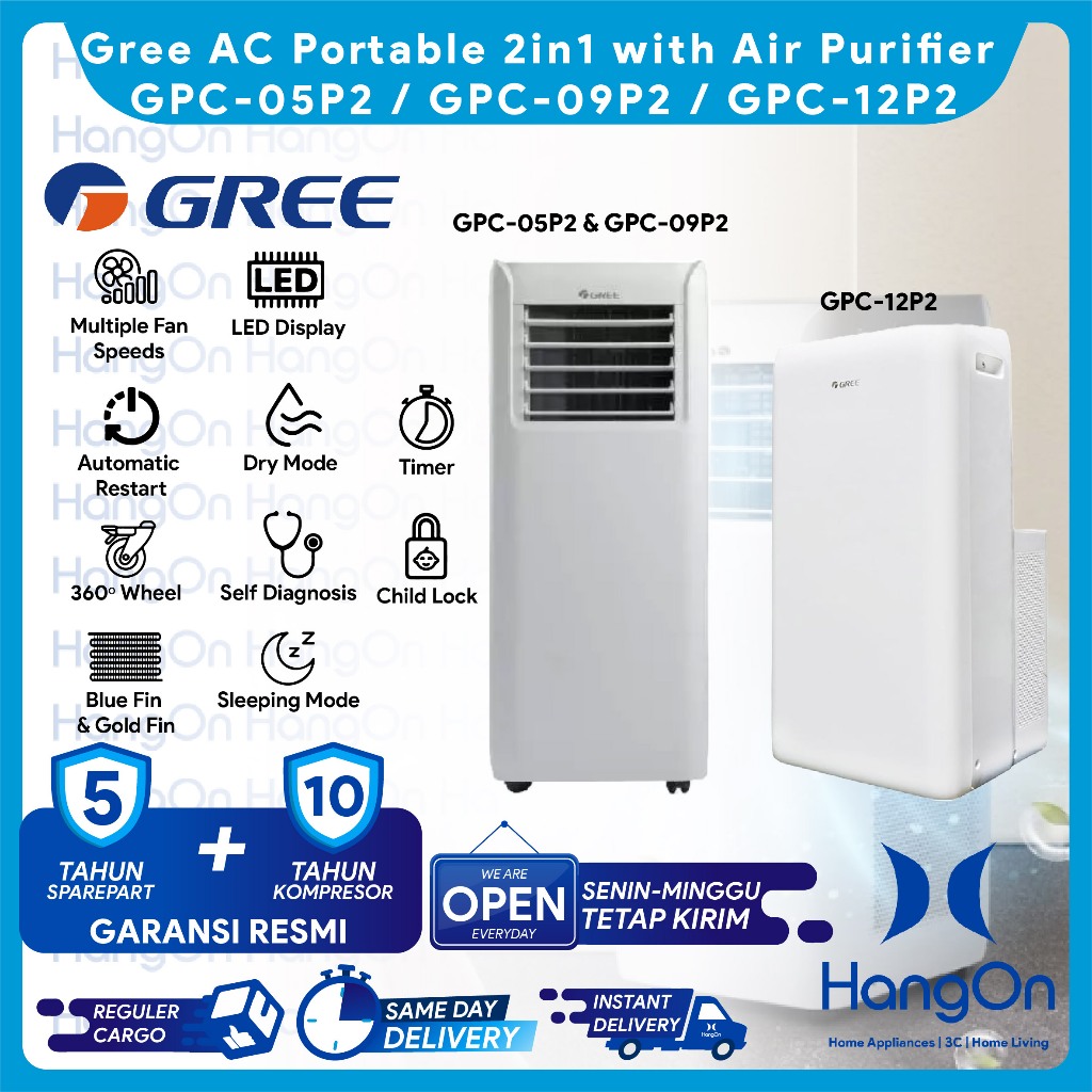 Jual Gree AC Portable With Air Purifier 0.5PK Pendingin Ruangan GPC ...