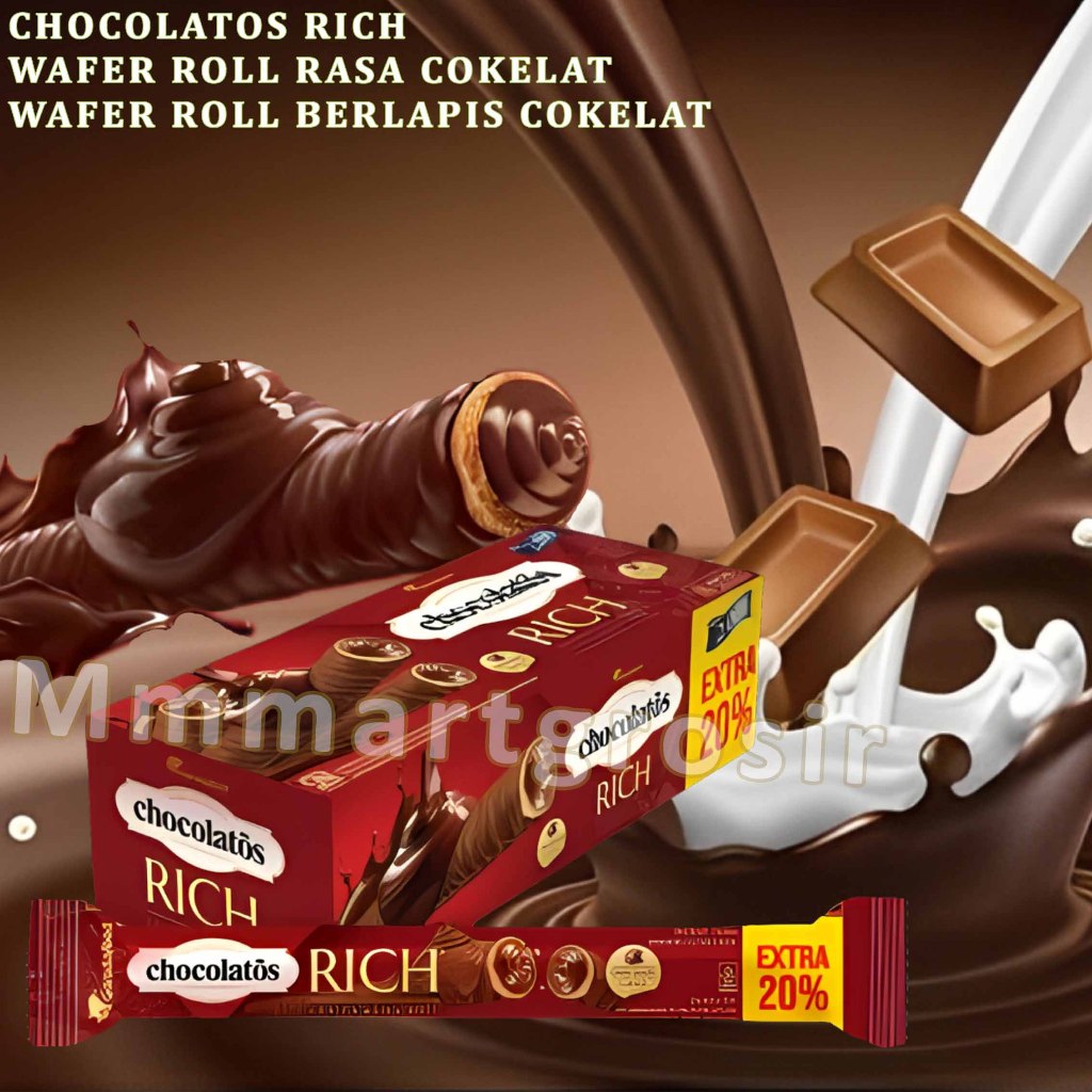 Jual Chocolatos Rich / Wafer Roll Rasa Cokelat / Wafer Roll Berlapis ...