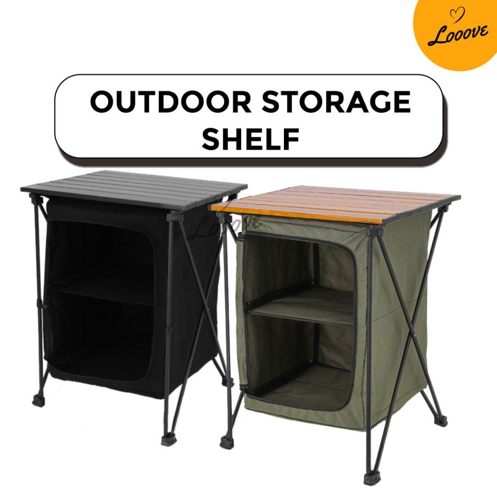 Jual Rak Meja Lipat Camping – Storage Cabinet Portable 2 Susun Iron ...