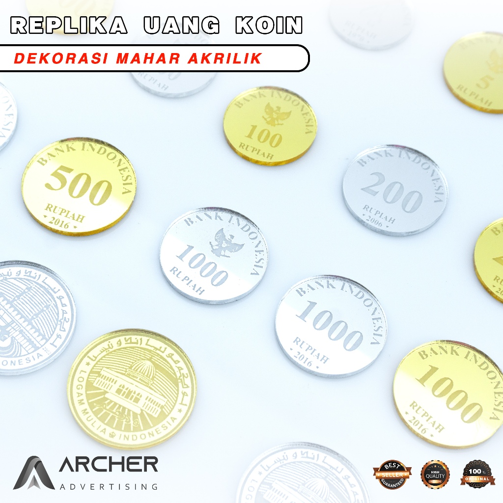 Jual REPLIKA UANG KOIN RUPIAH KUNO AKRILIK DIRHAM DEKORASI SESERAHAN MAHAR | Shopee Indonesia