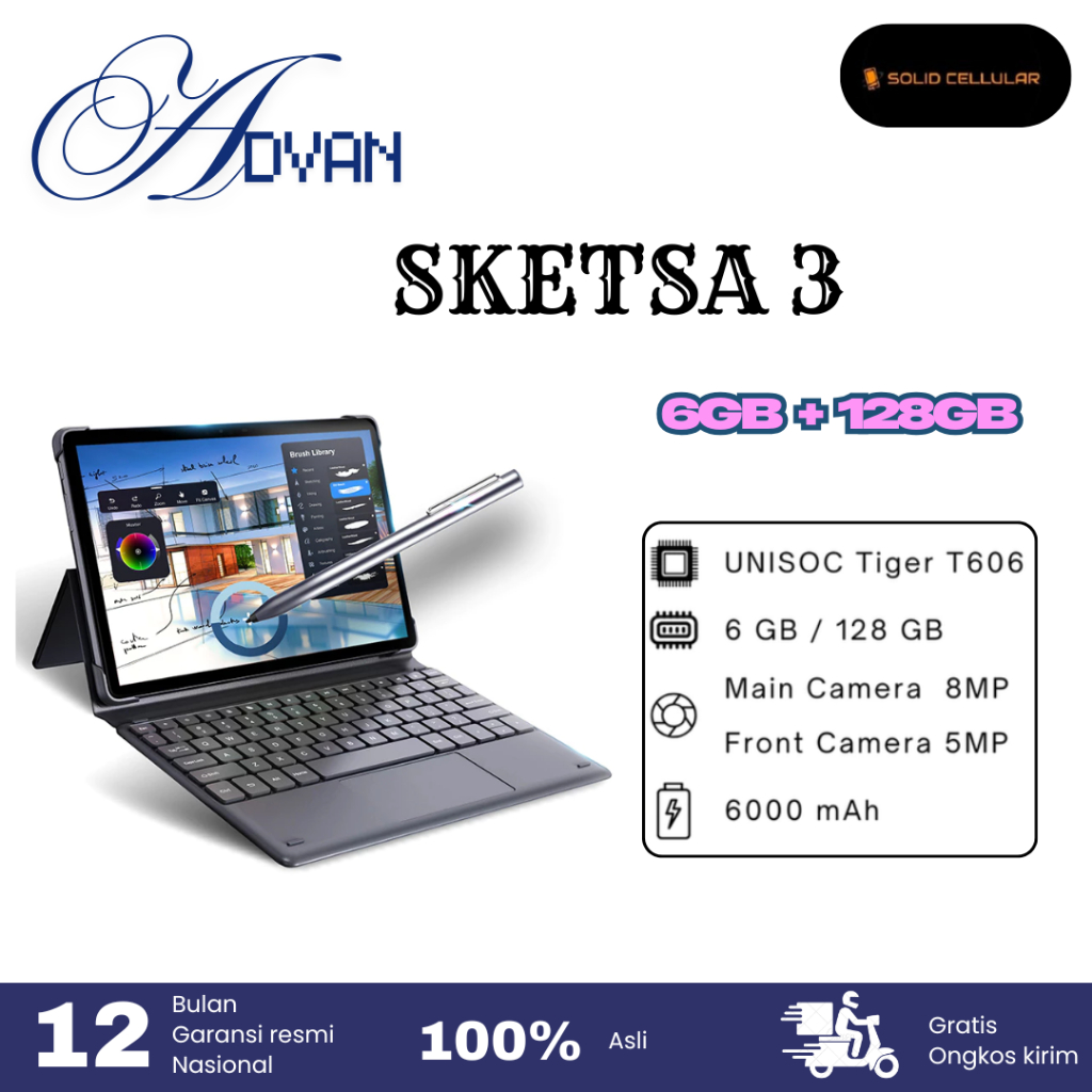 Jual Advan Sketsa 3 6/128 Free Keyboard Garansi Resmi | Shopee Indonesia