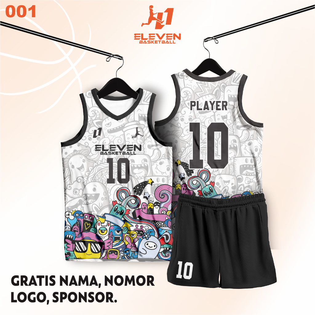 Jual ELEVEN BASKETBALL Baju Kaos Jersey Basket Printing Custom Nama ...