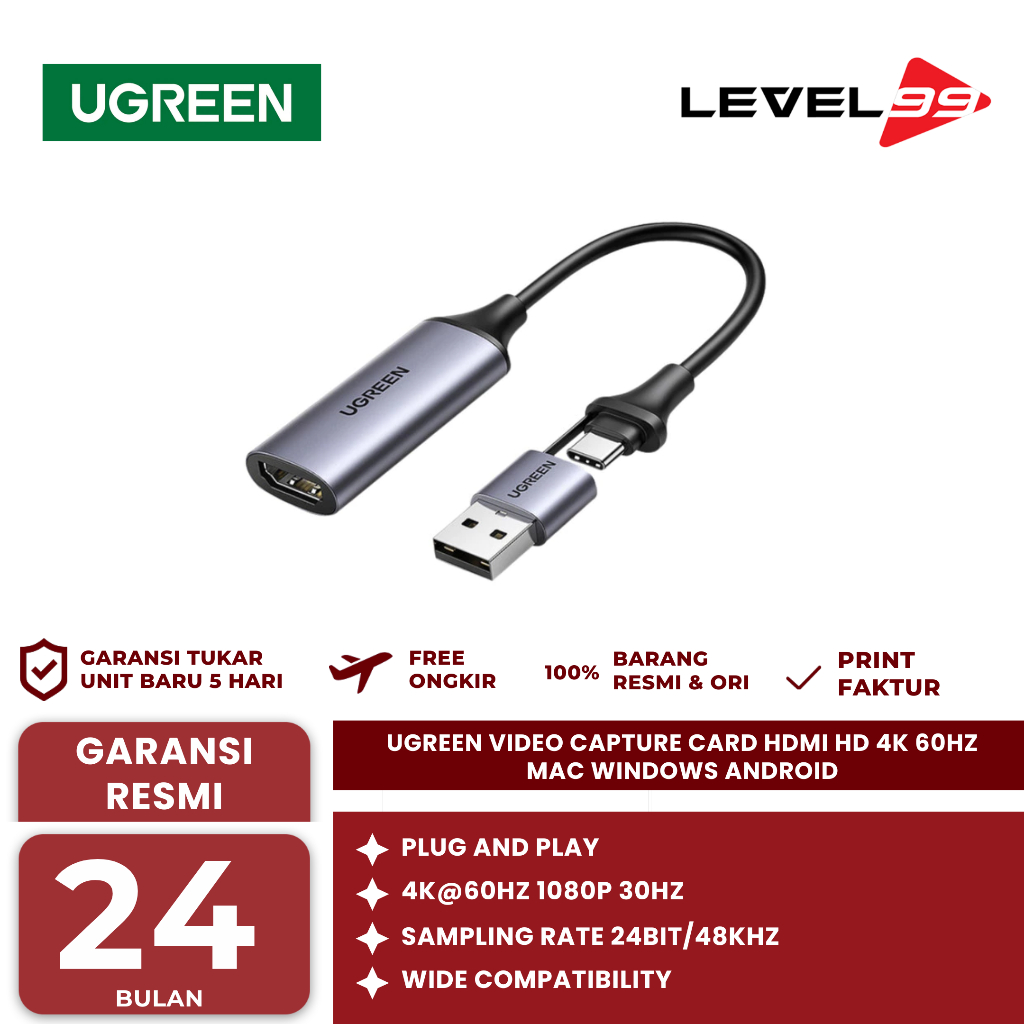 Jual Ugreen Video Capture Card Hdmi Hd 4K 60Hz Mac Windows Android ...