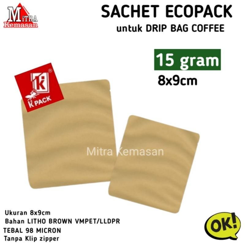 Jual KPACK 15G SACHET ECOPACK 15 gram 8x9 LITHO BROWN WARNA KRAFT ...