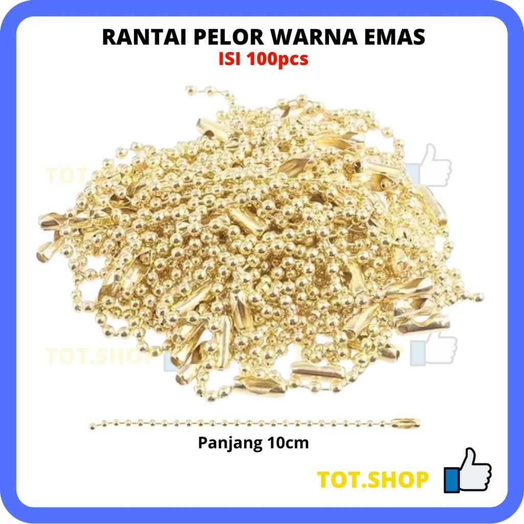 Jual 100pcs Rantai Pelor GOLD Rantai Kuku Biji Lada Gantungan Kunci ...