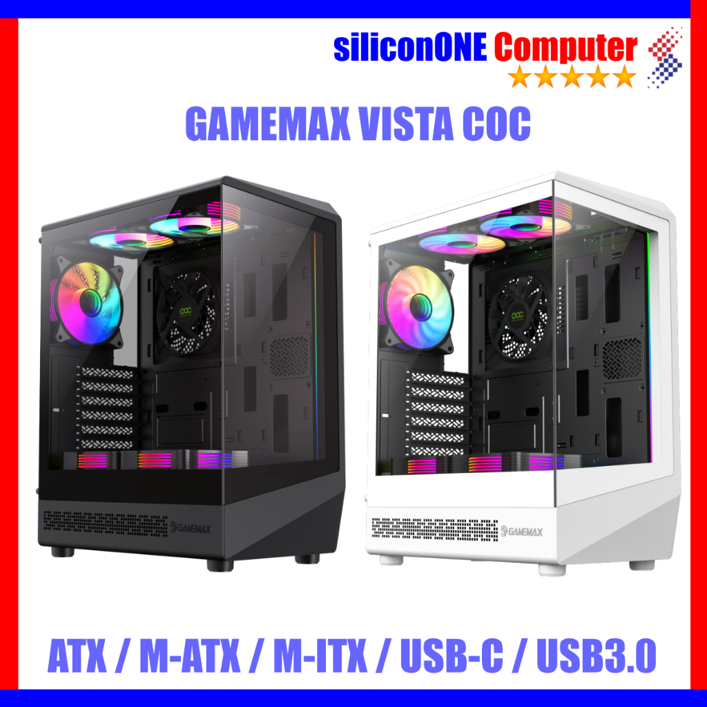 Jual GameMax Vista COC Black / White - 5Fan ARGB ATX M-ATX M-ITX Case ...