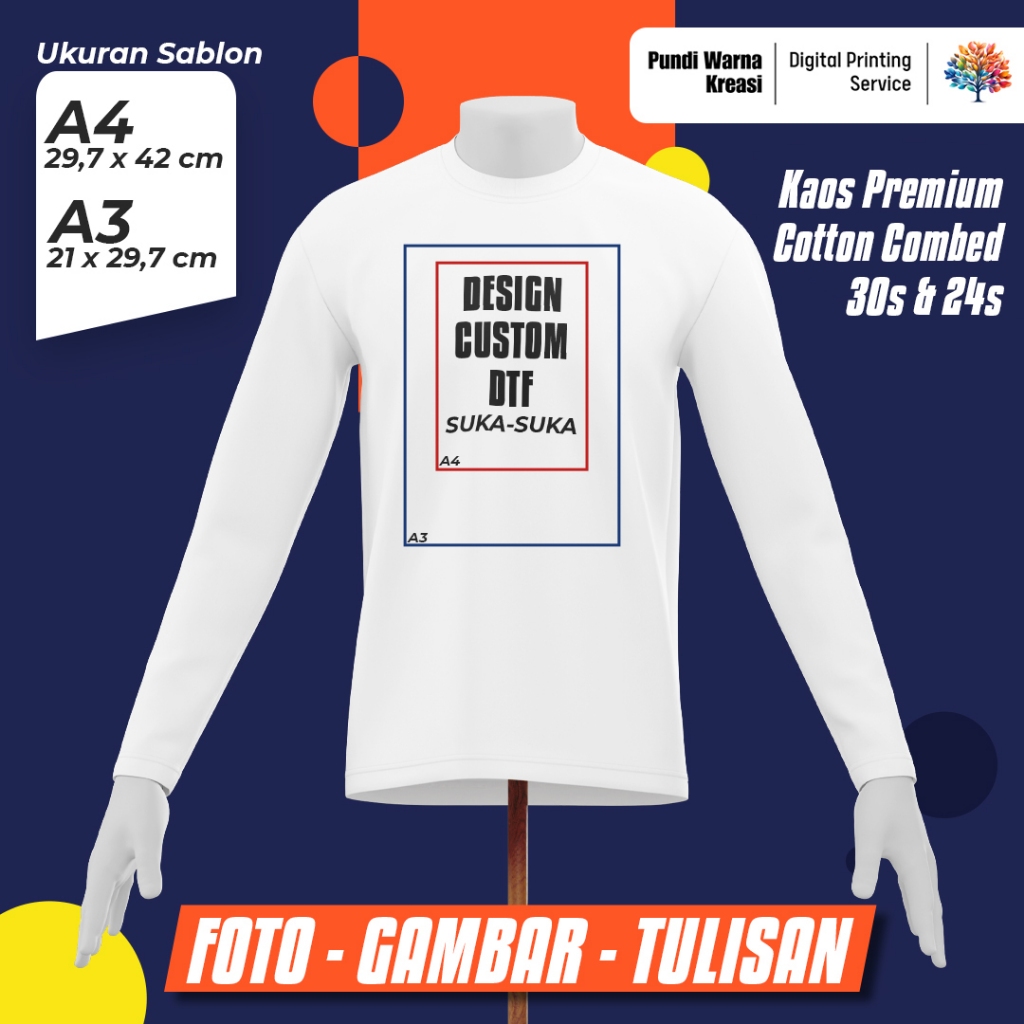 Jual BAJU KAOS SABLON CUSTOM SATUAN FOTO GAMBAR NAMA TULISAN KATA - KATA DESAIN SENDIRI DTF ...