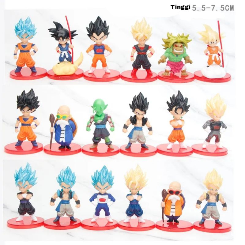 Jual Action Figure Set 18 Dragon Ball Piccolo Vegeta Goku Chibi Size ...