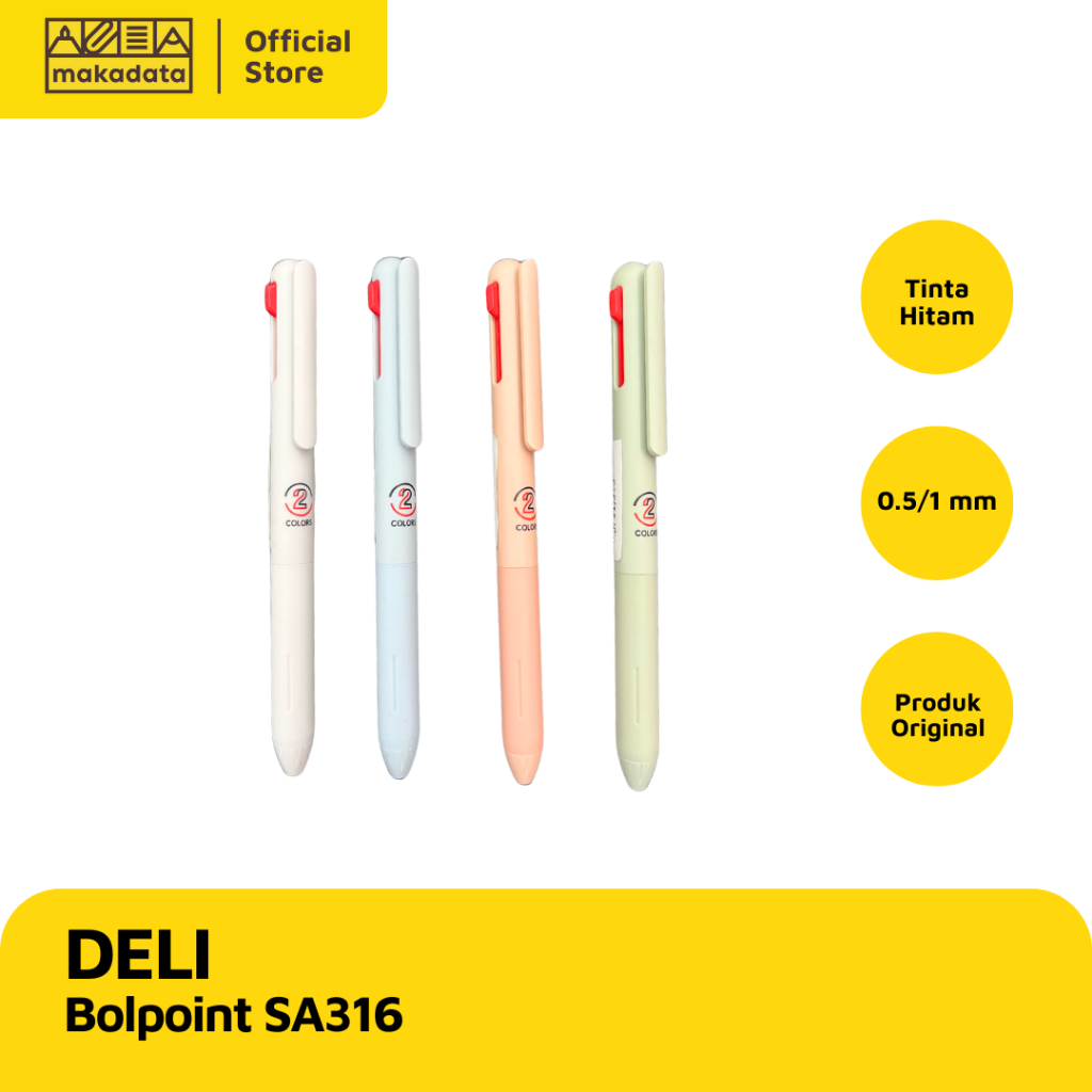 Jual DELI SPIDOL DOUBLE DUAL TIP BALLPOINT 2 WARNA SA316 BLACK/RED (1 ...