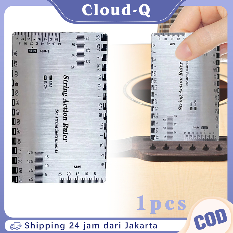 Jual String Action Ruler Alat Pengukur Senar Gitar Stainless Steel ...